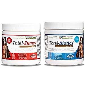 Twin Pack - Probiotics and Digestive Enzymes for dogs and cats one Total-Zymes and one Total-Biotics 8-Ounce