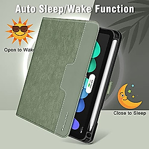 iPad Mini 6 Case 2021 New, iPad Mini 6th Generation 8.3 inch Case PU Leather with Soft TPU Back Cover Magnetic Clasp, Built-in Pencil Holder Auto Wake/Sleep Folio (Green)