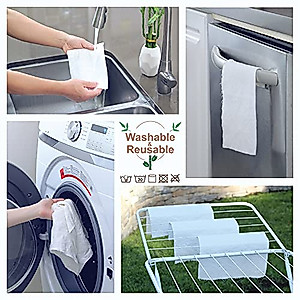 ANJIA® Reusable Bamboo Towels (2-Roll Set), 70 Sheets, A Wash Bag Included - Great as Regular Paper Towels, Microfiber Cleaning Cloth, Swedish Dishcloths and Cleaning Rags - Eco Friendly Products