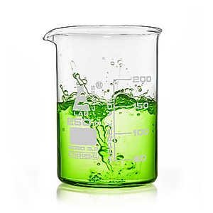 EISCO Beaker, 250ml - Low Form with Spout - White, 50ml Graduations - Borosilicate 3.3 Glass