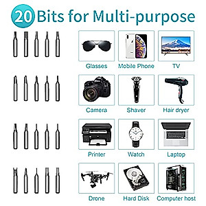 Mini Electric Screwdriver Set, Portable Rechargeable Cordless Power Screwdriver Set with 20 Precision Bits 3 LED Magnetic Repair Automatic Manual Tool Handy for Phone Watch Camera Laptop Toys