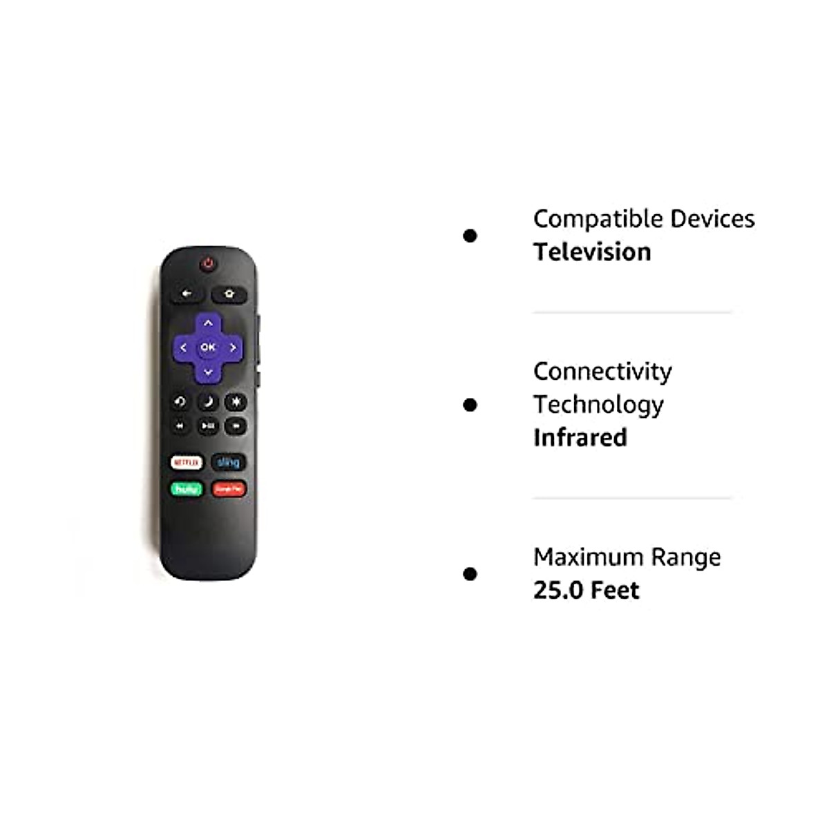 Insignia ROKU TV Remote w/Volume Control & TV Power Button for All Insignia Roku TV NO Pairing NOT for Roku Player (Box) NOT for Roku Stick!!
