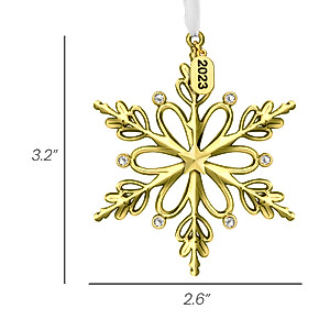 West style 2023 Golden Christmas Tree Ornaments–Metallic Snowflake Hanging Home Deco Hanging Pendant Holiday Keepsake Gift (C, Golden Snowflake)