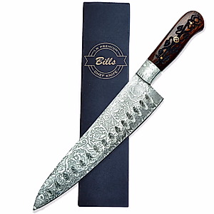 Chef knife 8 inches Japanese Steel Knife High Carbon Stainless Steel 67 Layers Super Sharp Professional Kitchen Knife Forged With Full Tang Blade and Ergonomic Carved Handle