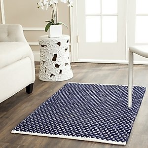 SAFAVIEH Boston Collection 2'6" x 4' Navy BOS685D Handmade Flatweave Cotton Accent Rug