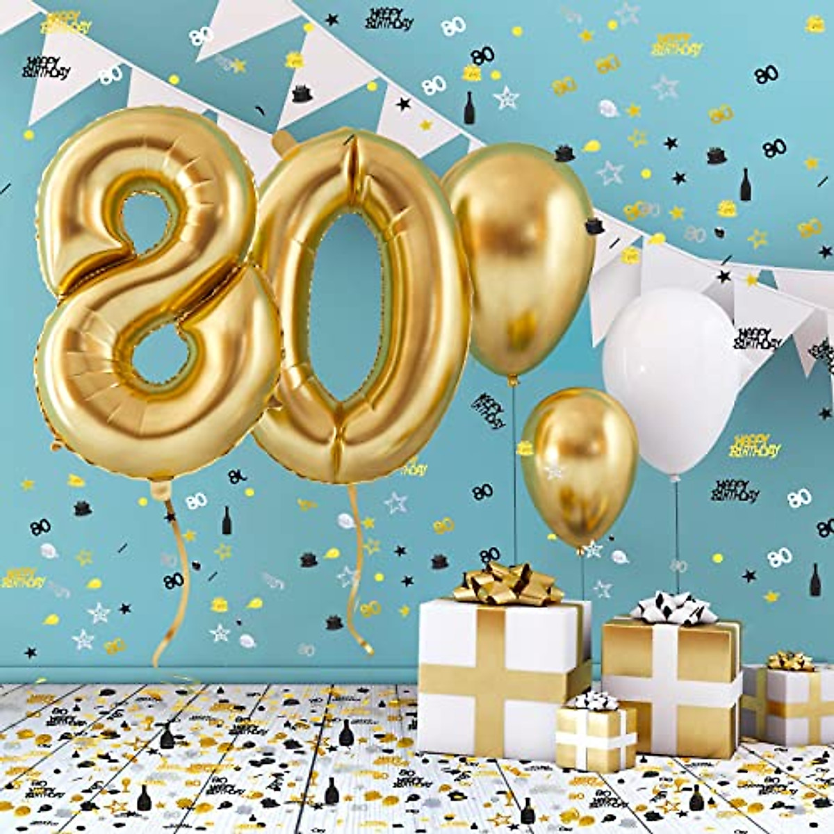 3000 Pieces Table Confetti Happy Birthday Confetti Table Confetti Birthday Cake Confetti Foil Metallic Sequins Confetti for Table Cake Party Decoration Anniversary DIY Craft Supplies (80th)