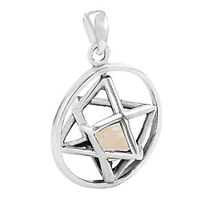 925 Sterling Silver Kabbalah Merkabah Pendant with Pearl Bead Inside