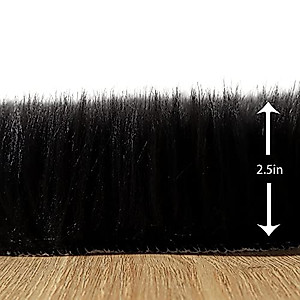 CKLZSAY Luxury Soft Fluffy Deluxe Rug Faux Fur Sheepskin Rug Home Deco Rugs Bedroom Living Room Floor Sofa Cover Seat Cushion Bedside Fuzzy Rug Sheepskin Shape (Black, 2'x6' Sheepskin)