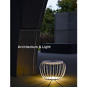 WEILAILUX 16-inch Solar Outdoor Floor Lamp Waterproof, LED Round Cube Chair Light Seat Stool Side Table, Accent Ambient Decorative Lighting for Home Hotel Lawn Patio Garden, White (3000K + 6000K)