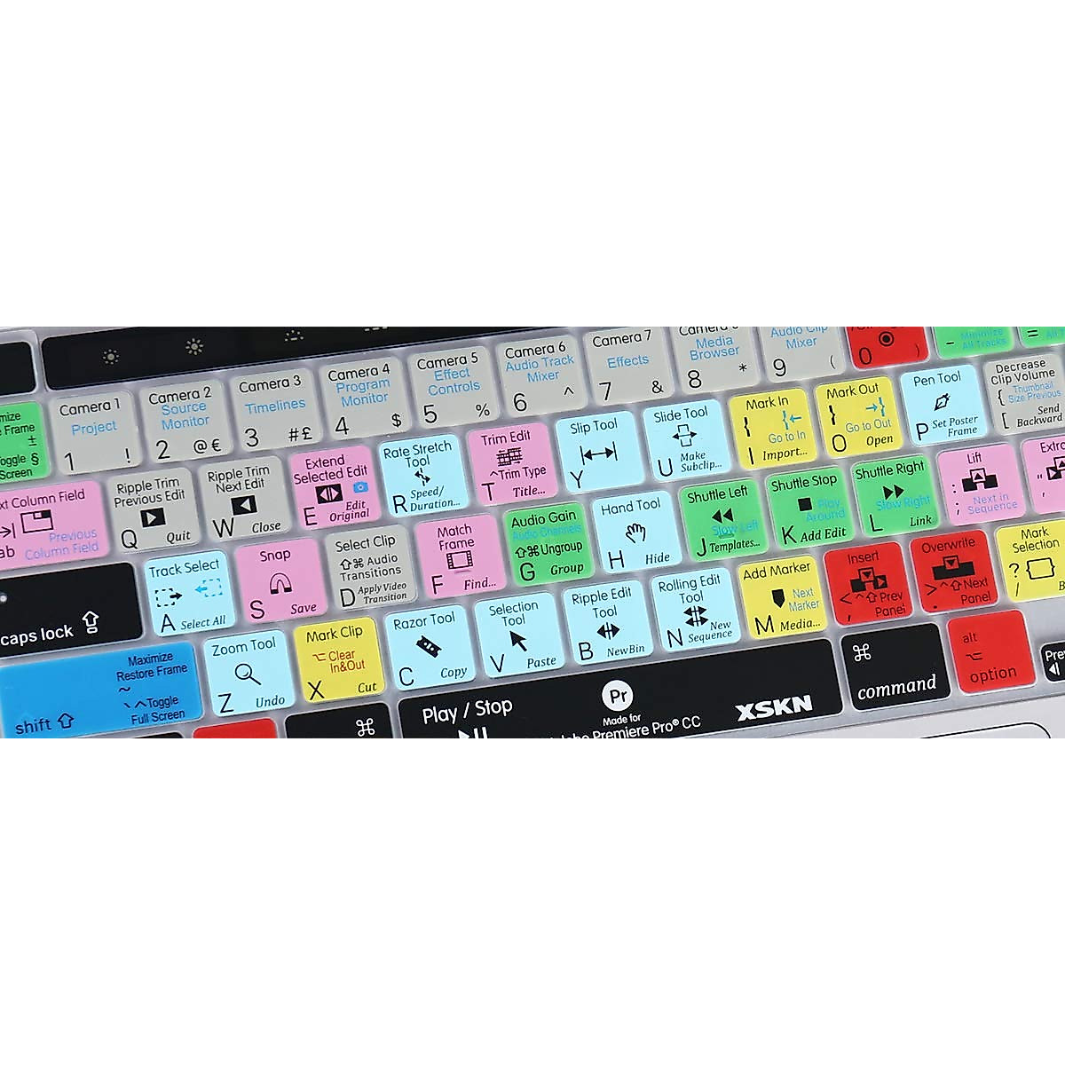 XSKN Premiere Pro Shortcuts Silicone Keyboard Cover Skin for 2019 2020 MacBook Pro 16.2 13.3 inch with Touch Bar and Touch ID A2141 A2251 A2289 A2338 M1 US&EU Version