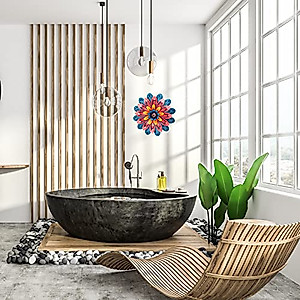 LITIALLY Outdoor Metal Flower Wall Art Garden Decor Cute Flowers Decorations Hanging for Outside Yard Porch Lawn Red 12x12 inches