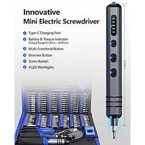 Mini Electric Screwdriver Set 140-IN-1: UnaMela Small Electric Screwdriver Cordless - 120 Precision Bits, 5 Torque Settings, LED Light, Magnetic Power Screwdriver Repair Tool Kit for PC RC Electronics