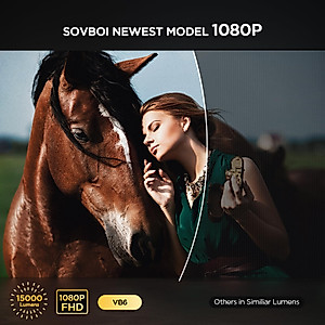 [Electric-Focus] Mini Projector Upgraded, Sovboi Portable with 5GWiFi & Bluetooth, 1080P Outdoor Movie Projector, 400'' Screen , Compatible iOS/Android/TV Stick/HDMI/PS5, Grey (VB6)