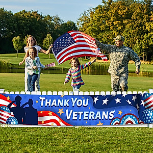 Veterans Day Banner Veterans Day Decorations Outdoor, Thank You Veterans Banner, Veterans Day Yard Sign, American Flag Patriotic Soldier Outdoor Veterans Day Banner