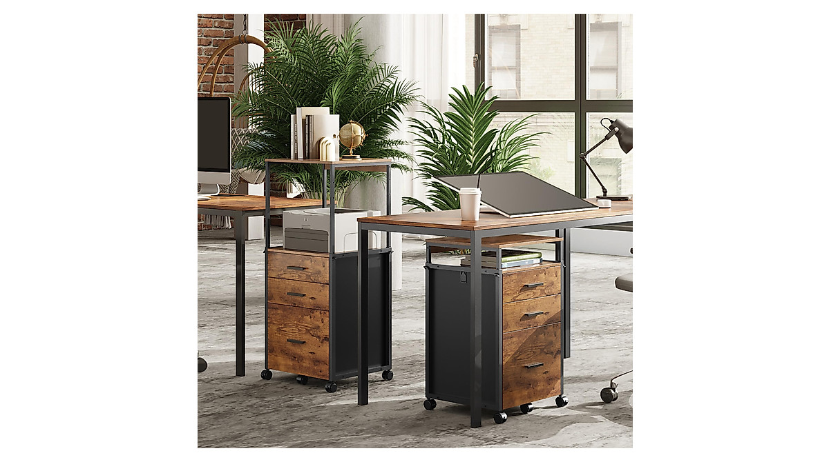 DEVAISE Rustic Brown File Cabinet - Versatile Storage Solution