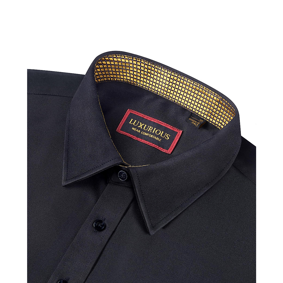 Lion Nardo Mens Black Dress Shirt Black and Gold Shirts for Men Gold Shirts for Men Mens Black Dress Shirts Gold Label