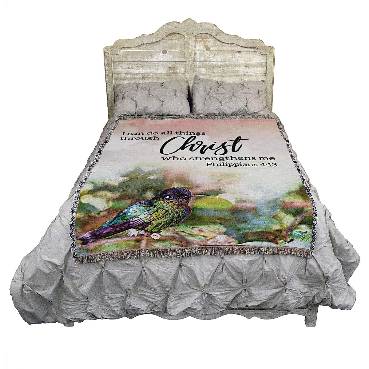 Pure Country Weavers All Things Through Christ Blanket - Philippians 4:13 - Religious Bird Gift Tapestry Throw Woven from Cotton - Made in The USA (72x54)