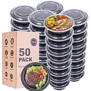 WGCC Meal Prep Containers with Lids - 50Pack 32OZ Meal Prep Bowls, Disposable Food Prep Containers, Round To Go Containers with Lids, BPA-Free, Freezer & Dishwasher Safe