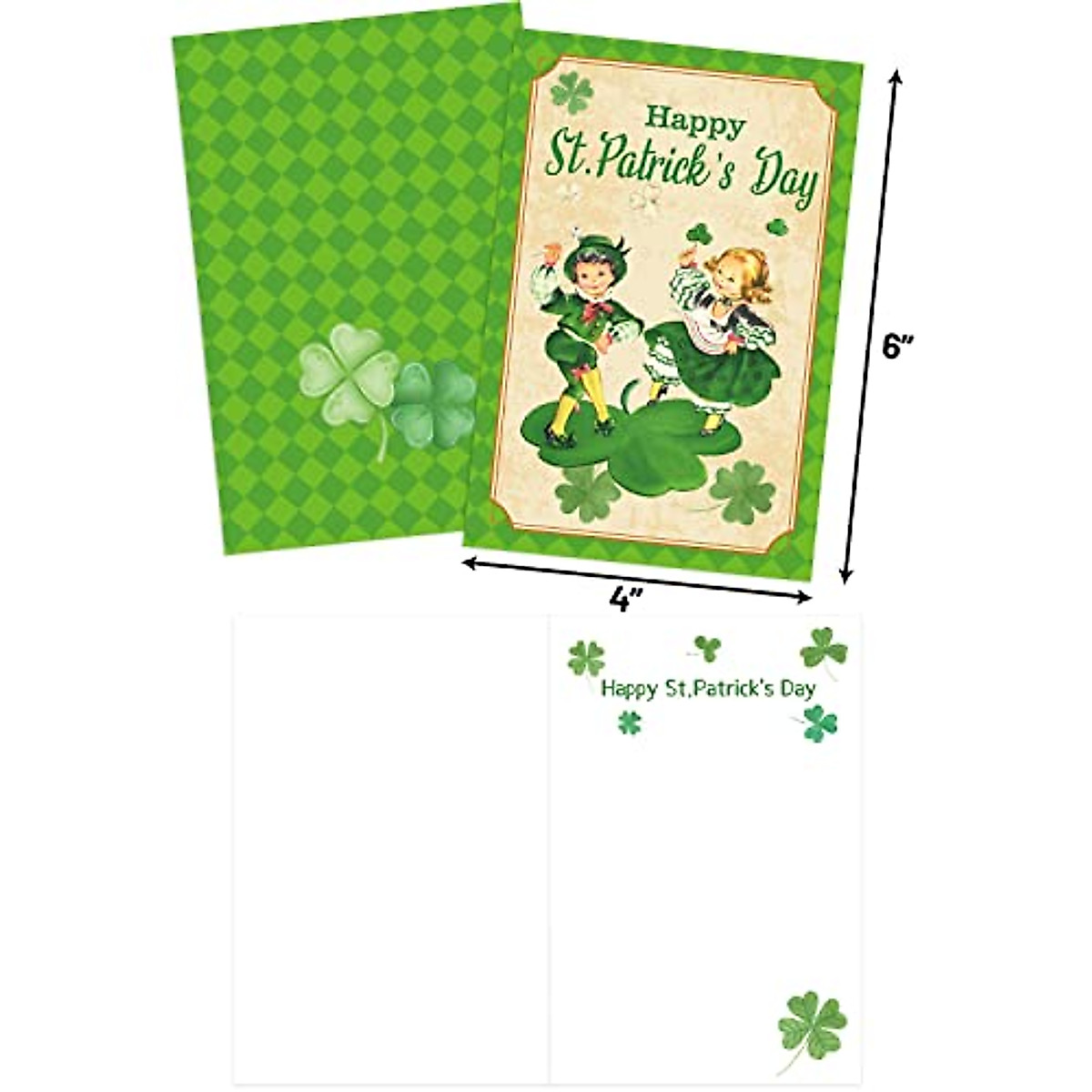 ceiba tree Vintage St. Patrick's Day Cards Assorted Retro Blank Greeting Notes Cards with Envelopes and Stickers