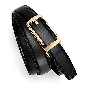 CR Belt for Women - Black Belt with Gold Buckle Women - 1.25" Adjustable Ladies Ratchet Belts