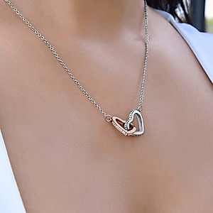 LOTUS-A Pregnancy Gifts for First Time Moms - Sterling Silver S925 Interlock Heart Pendant Necklace with Message Card Mother To Be Soon Present for Expecting Pregnant Women