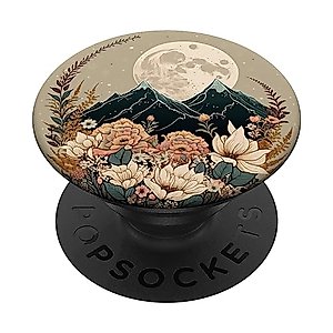 Boho Mountain Moon Phases Floral Aesthetic Chic PopSockets Standard PopGrip