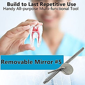 Stainless Steel Dental Mirror #5 with Handle 6.5", Dentist Tool for Teeth Cleaning Inspection