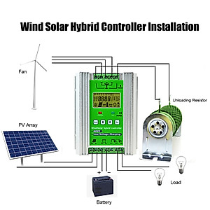 Battery Off Grid Controller, Wind Turbine Solar Hybrid, MPPT Charge Boost Controller, 400W Solar Wind Hybrid Charge Regulator 12V/24V Auto Identification System Voltage, Wind Turbine Generator ve