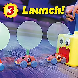 Ontel Balloon Zoom - Balloon-Powered Race Car and Rocket Launcher Toy Set, Ages 3+, Red Racer Car with Astronaut Flyer