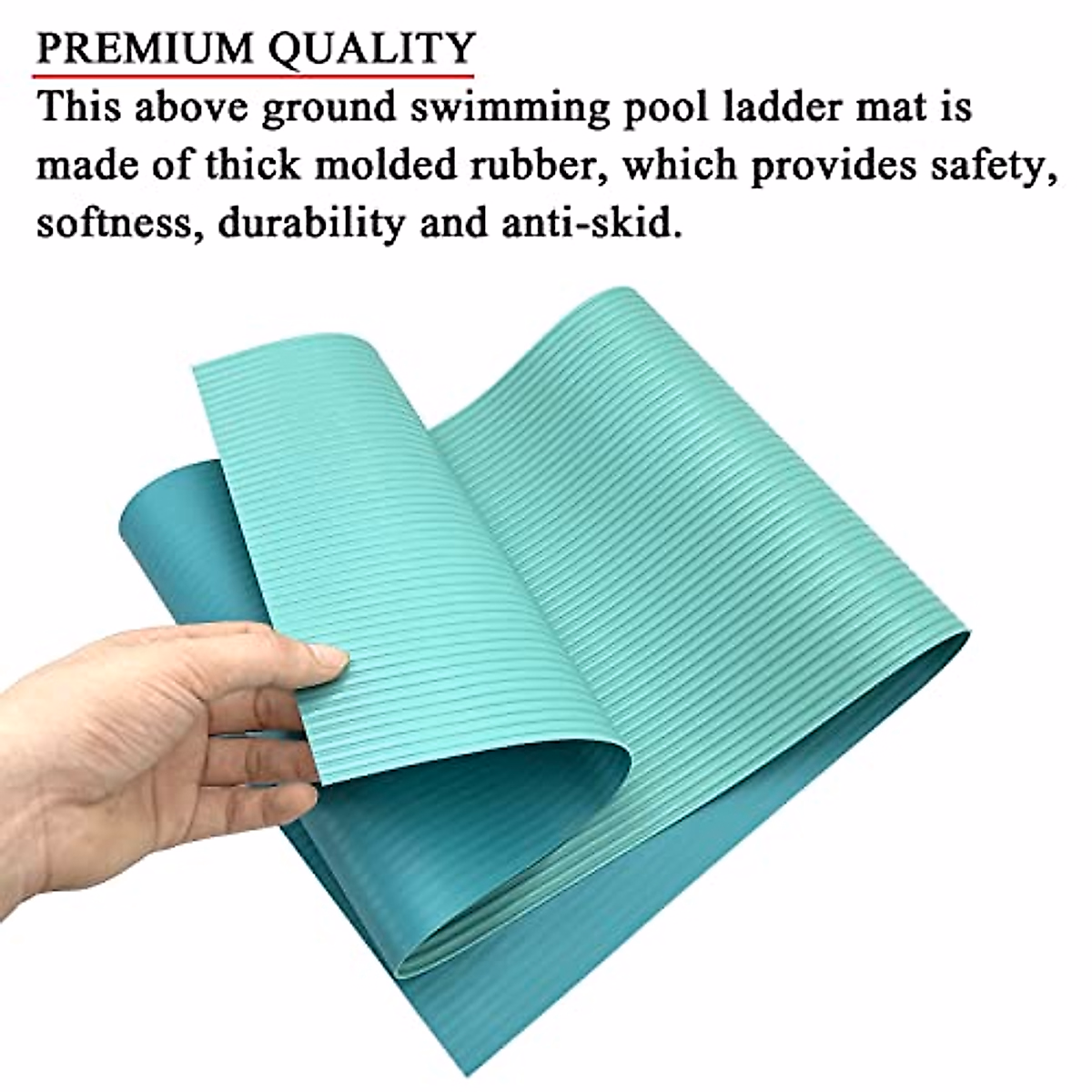 Yewaii Pool Ladder Mat, Above Ground Swimming Pool Ladder and Step Mat, Protective Ladder Pad Step Mat for Pool with Non-Slip Stripe, Light Green 36 inch X 9 inch