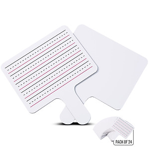 Epic Creations Dry Erase Paddles - 24 Pack 8.11 x 6.14 Inches - Double Sided Handheld Whiteboard - Dry Erase Signs - Hand Held White Board - Auction Paddles - White Board Paddles,Hand Dry Erase Board