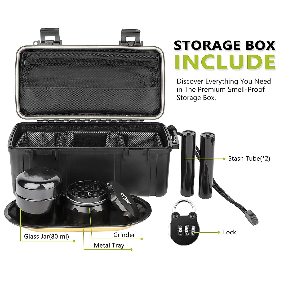 OZCHIN Black Storage Box Resistant Storage Container with Combination Lock ABS Plastic Storage Box (Box Set)