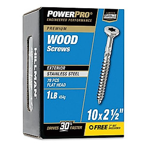 Power Pro Premium 305 Stainless Steel Wood Screws (#10 x 2-1/2") - 1lb Box