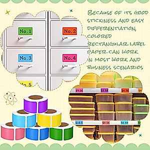 1000 Pcs Colored Sticker Labels Rolls Rectangular Label Coding Labels Classroom Labels 10 Bright Color Self Sticky Folder Labels for Boxes Folders Office Classroom Home (0.75 x 1.57 Inch)