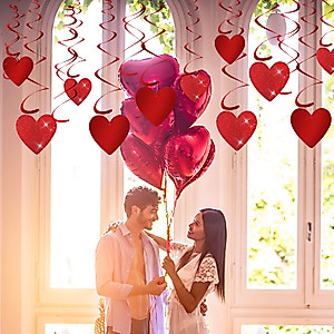 TUPARKA 32 PCS Valentine's Day Glitter Heart Swirl Hanging Decoration for Wedding Party Decorations Valentine's Day Party Supplies