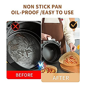 CIWICH Air Fryer Disposable Paper Liners,150PCS Round Air Fryer Paper Liners, Frying Baking Cooking Parchment Paper,Food Grade Parchment for Air Fryer Liners 6.3 Inch