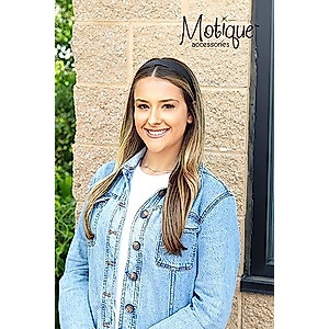 Motique Accessories Black 1 Inch Satin Hard Headband for Women and Girls