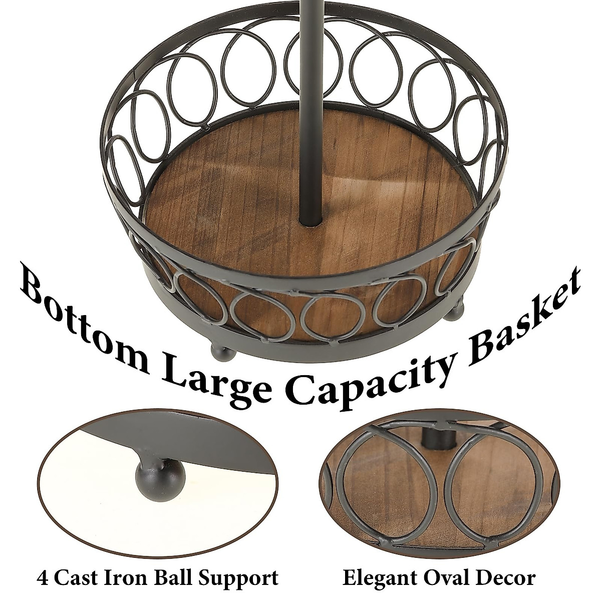 Coffee Cup Tree Coffee Mug Holder Tree Stand 4 Tiers Coffee Cup Stand with 12 Mug Hooks Mug Rack Countertop with Storage Basket Coffee Mug Tree for Counter with Wooden Handle Perfect for Bar Kitchen