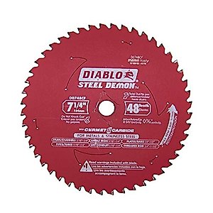 Diablo D0748CF STEEL DEMON 7 1/4 inch 48 Teeth Metal and Stainless Steel cutting Saw Blade CERMET II Carbide Up to 5X Longer Life