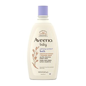 Aveeno Baby Calming Comfort Bath with Relaxing Lavender & Vanilla Scents, Hypoallergenic & Tear-Free Formula, Paraben- & Phthalate-Free, 18 Fl Oz (Pack of 1)