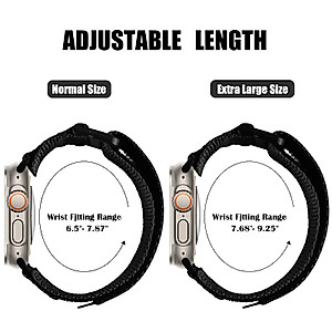 V.R.HOPE Ultra Wide Watch Band Compatible with Apple Watch 49mm 45mm 44mm 42mm for Men, Nylon Sport Adjustable Strap Military Tactical Style for iWatch Ultra Series 8 7 6 5 4 3 2 1 SE (Black)