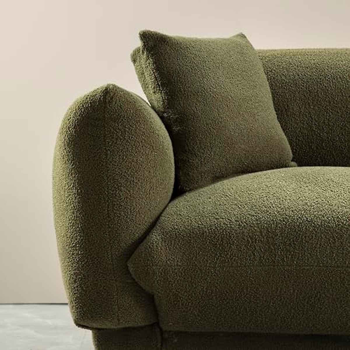 Eafurn 3 Seater Oversized Loveseat Sofa, Comfy Sherpa Teddy Overstuffed Cloud Couch,Lambswool Fabric Minimalist Modular Sectional Sofa&Couches for Small Spaces, Living Room, Apartment, Dark Green