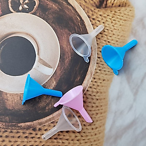 GXXMEI 120pack Mini Plastic Funnel Little Small Funnel Set Tiny Separatory Funnel for Lab Bottles,Capsule,Sand Art, Essential Oils,Perfumes,Spices, Powder（3color）