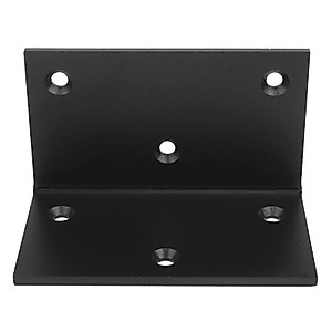 heneng 2 Pcs 3" x 5" Black Corner Brackets, L Shape Angle Connector, 6 Gauge, Max Load 220 lbs