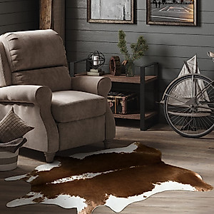 HOMORE Cowhide Rug, Cute Cow Print Rug for Living Room Faux Cow Hide Animal Print Carpet for Bedroom Office Table, 3.6 x 2.3 Feet, Khaki Brown