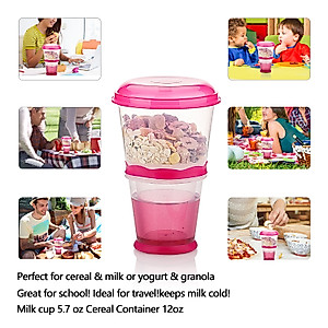 INOGIH Cereal On the Go Cups Breakfast-Portable Drink-Cup Cereal To-Go Container-Cup with Spoon (Pink)