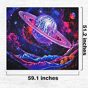 Instruban Planet Tapestry - Trippy Mountain Design Wall Hanging for Bedroom and Living Room - Magic Space Theme - 51.2 x 59.1 Inches