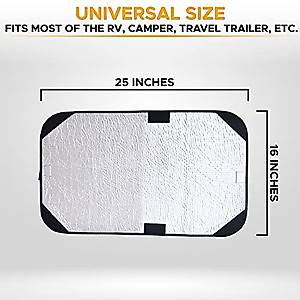 EcoNour RV Door Window Shade | Foldable RV Blinds for Camper Windows | Velcro RV Door Shade & RV Window Coverings to Maintain Temperature | Privacy Rv Camper Accessories-16 X25