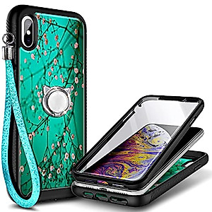 NGB Supremacy Compatible with iPhone Xs Max Case, Full Body Protection with [Built-in Screen Protector] Ring Holder/Wrist Strap, Slim Fit Shockproof Bumper Durable Cover Case (Plum)