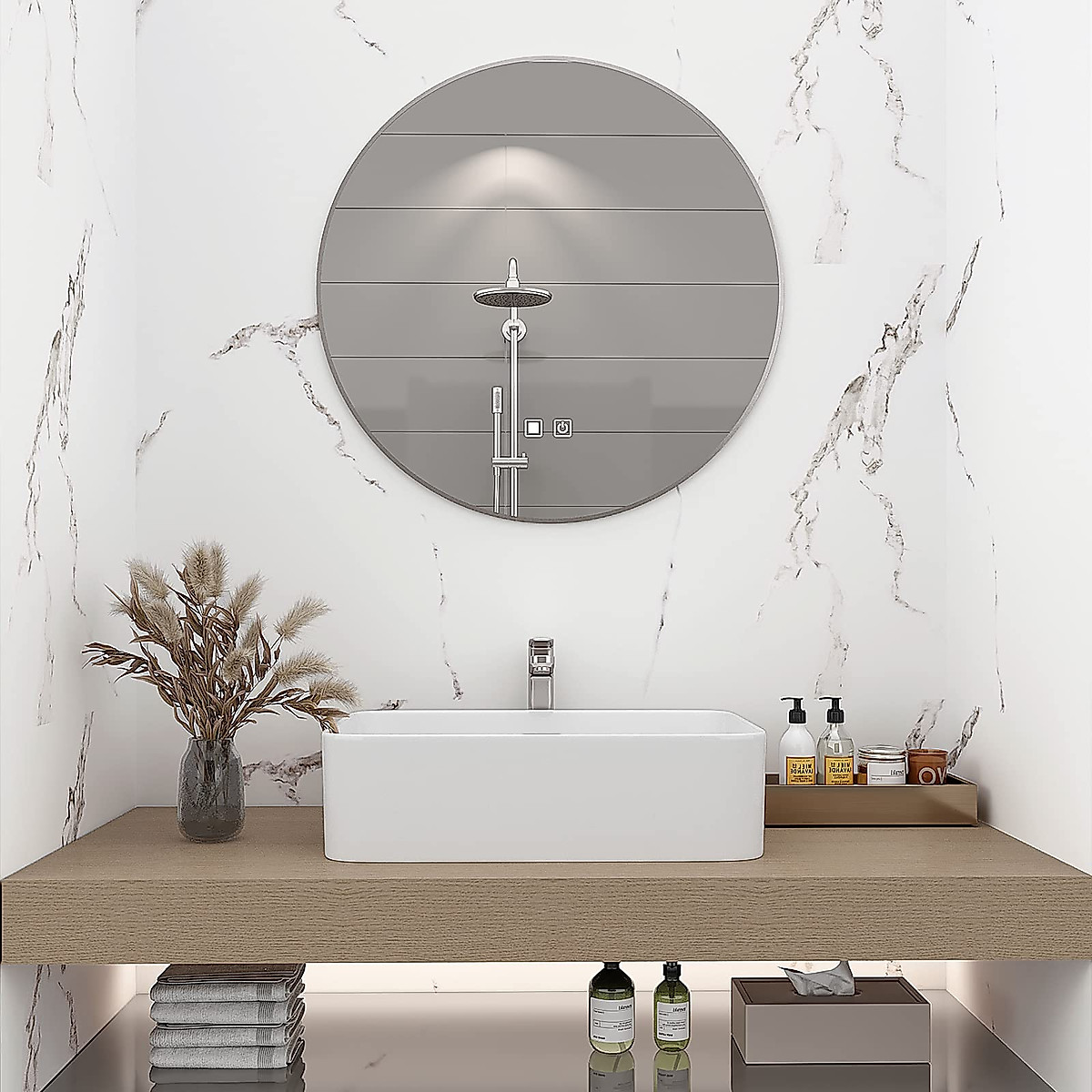 VEELIKE 15.7''x118'' White Marble Contact Paper for Countertops Waterproof Self Adhesive Matte Marble Wallpaper Peel and Stick Countertops for Kitchen Counter Top Covers for Bathroom Table Cabinets